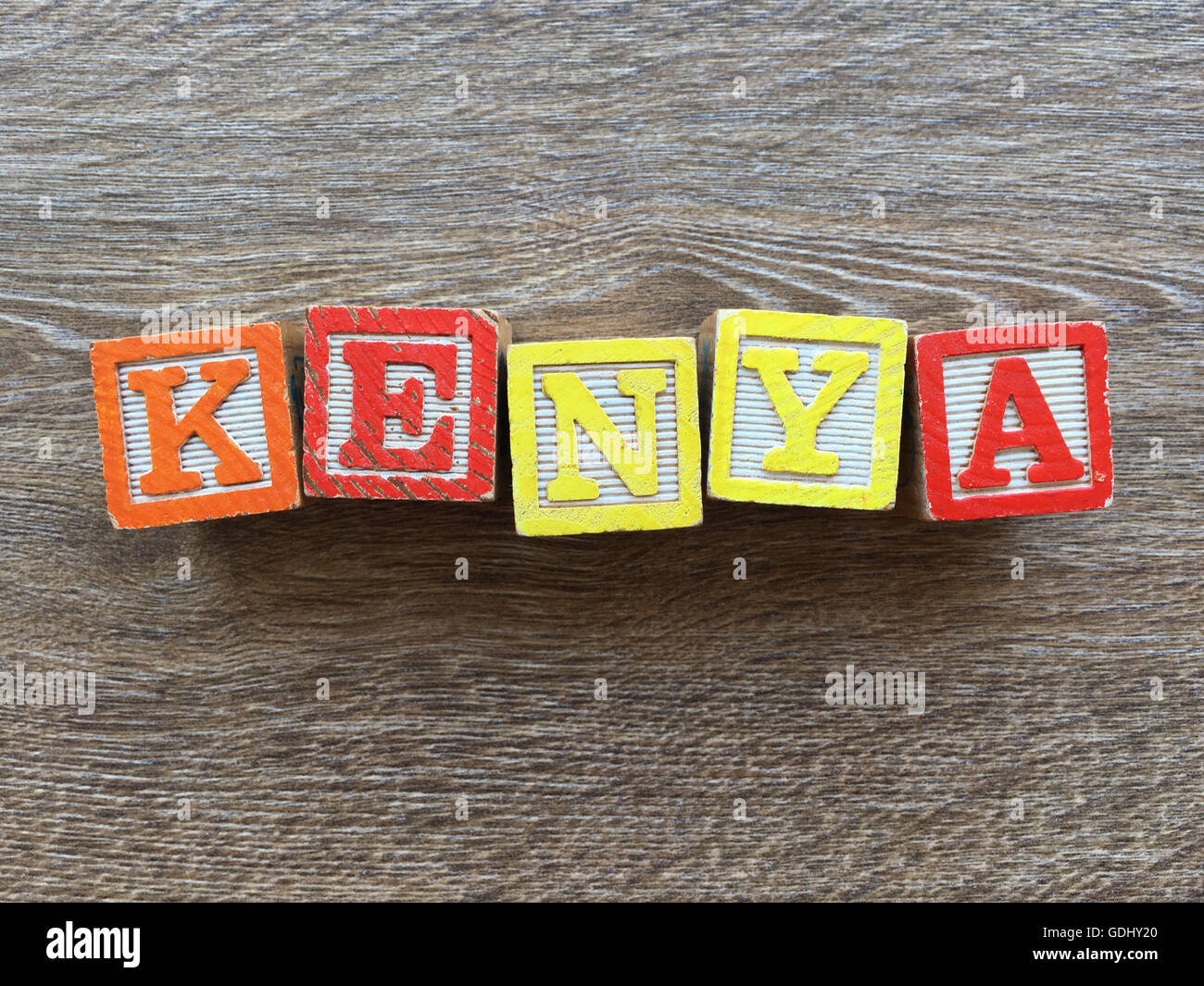 KENYA word written with wood block letter toys Stock Photo - Alamy