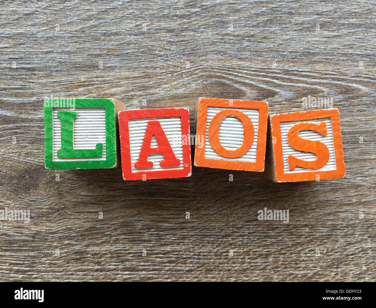LAOS word written with wood block letter toys Stock Photo - Alamy