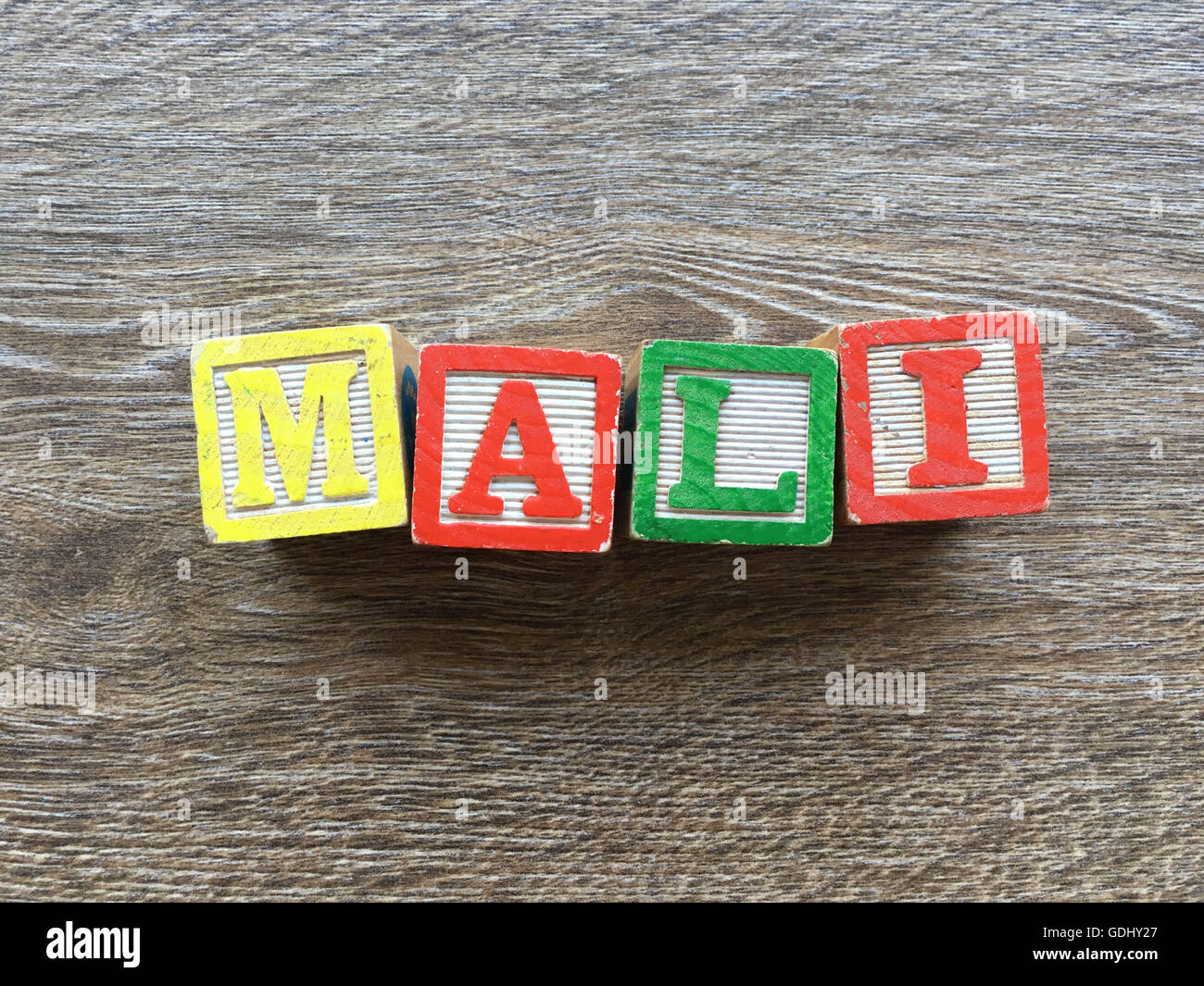 MALI word written with wood block letter toys Stock Photo - Alamy