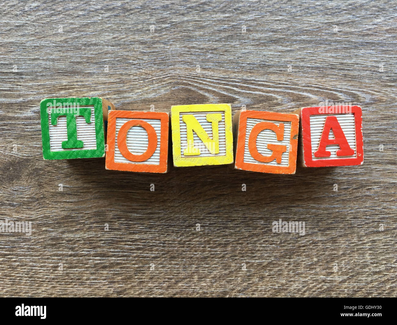TONGA word written with wood block letter toys Stock Photo - Alamy
