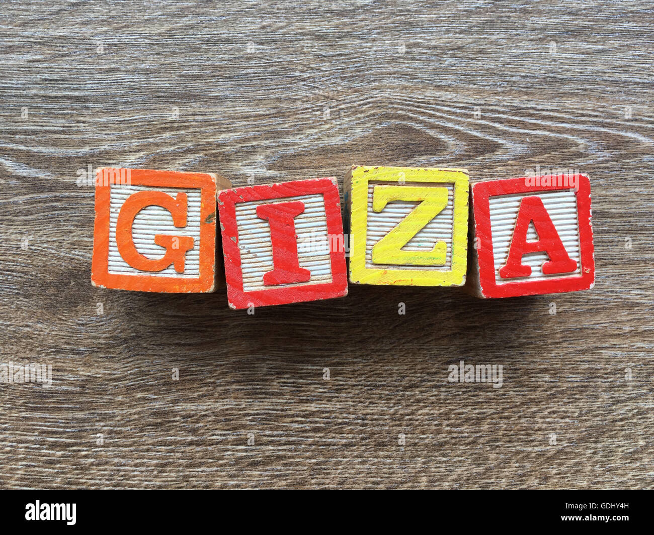 GIZA city written with wood block letter toys Stock Photo - Alamy