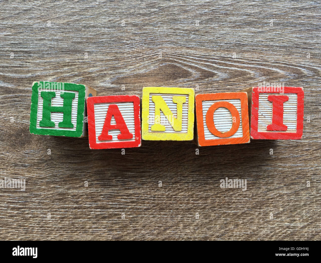 HANOI city written with wood block letter toys Stock Photo - Alamy