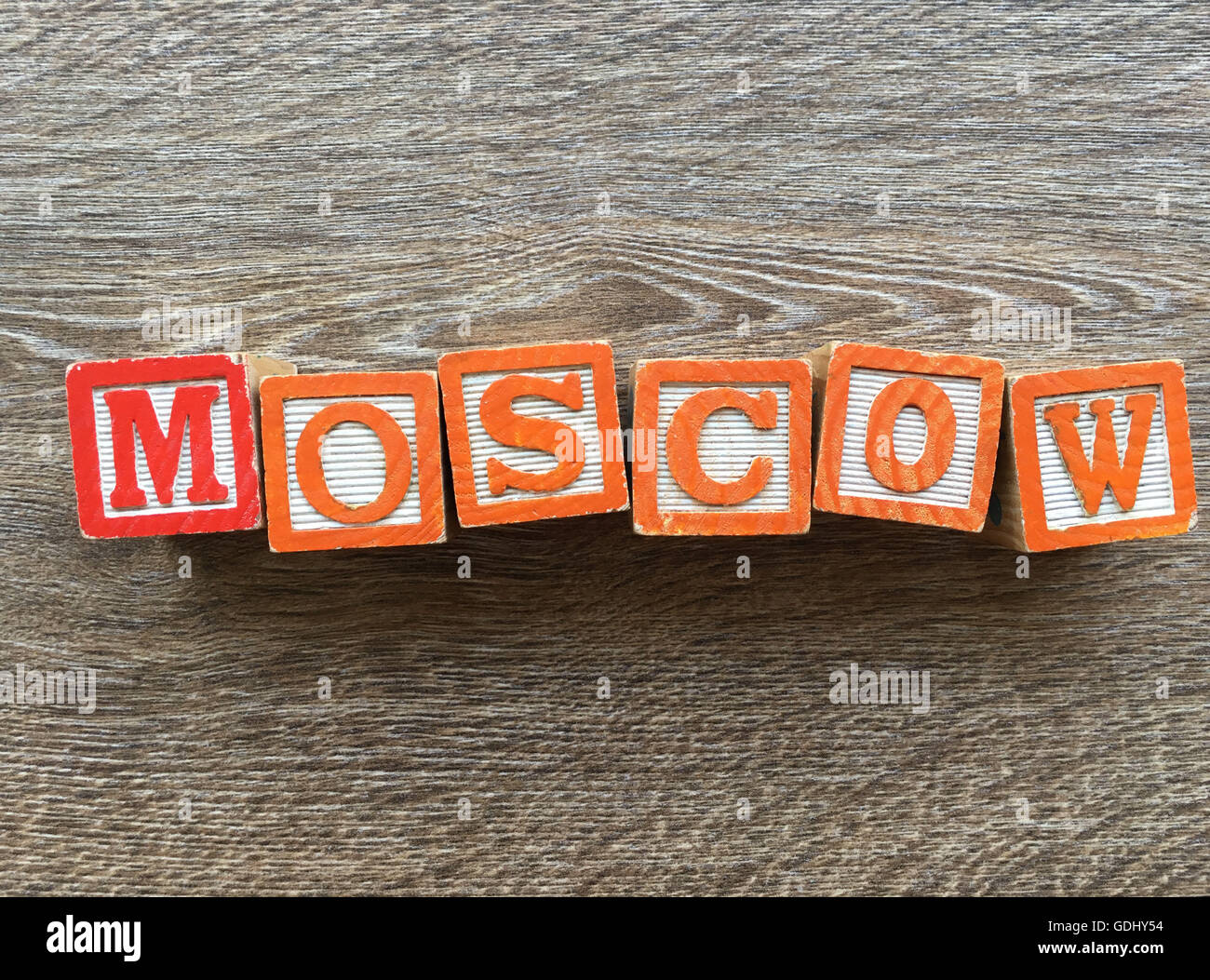 MOSCOW city written with wood block letter toys Stock Photo - Alamy