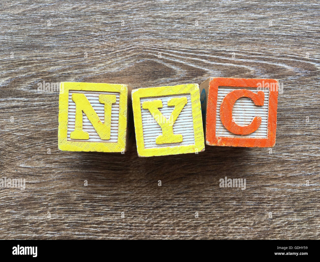 NYC New York City word written with alphabet wood block letter toys ...