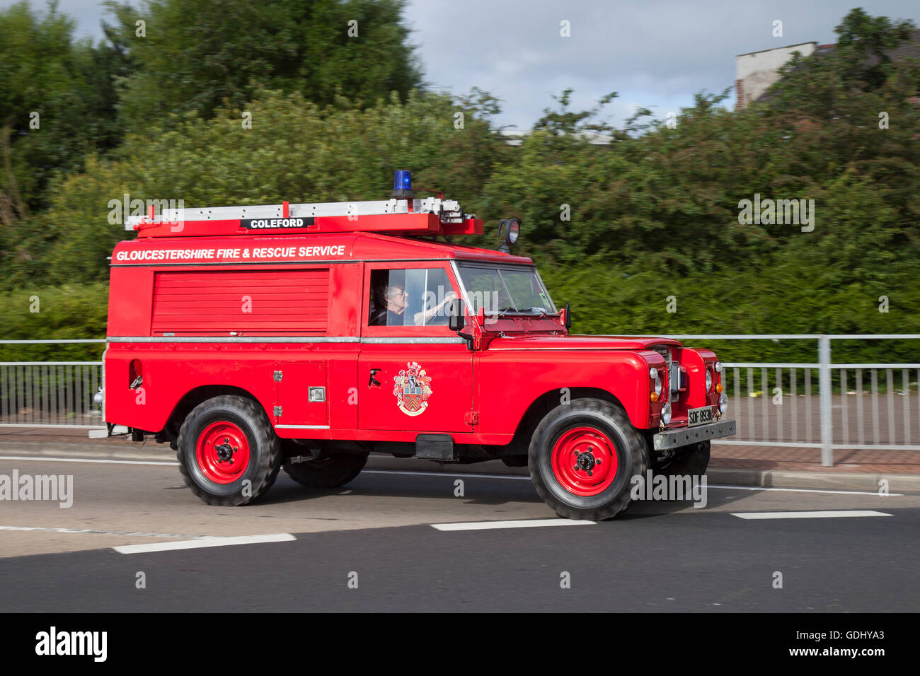 Classic land rovers; Vintage Gloucestershire Fire and Rescue vehicle ...