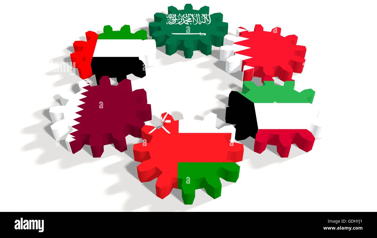 Cooperation Council for the Arab States of Gulf members flags Stock ...