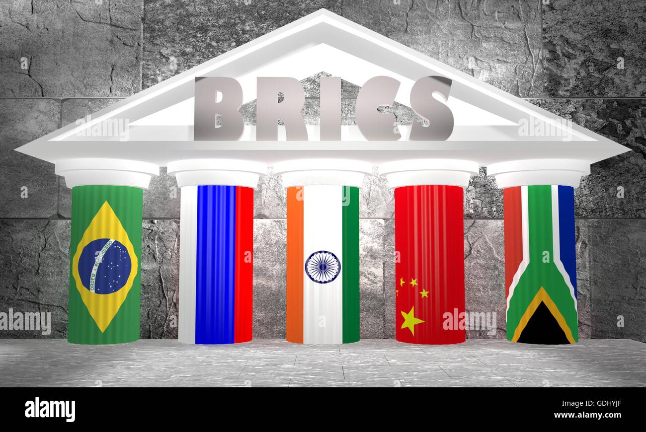 BRICS members national flags Stock Photo - Alamy