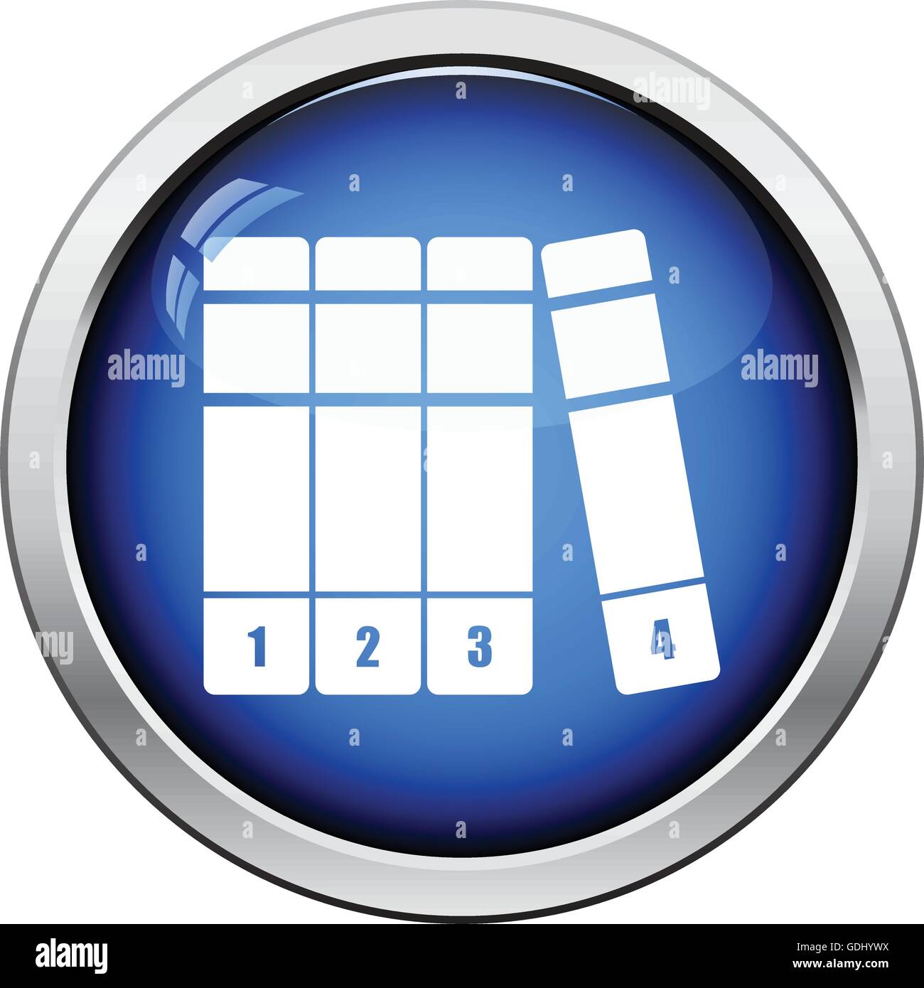 Books volumes icon. Glossy button design. Vector illustration Stock ...
