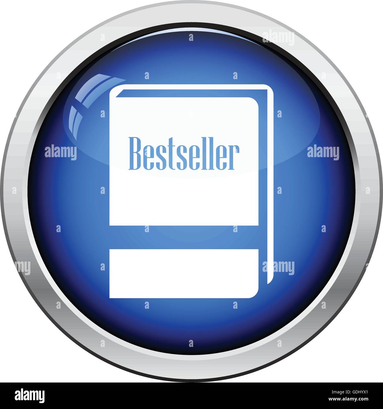 Bestseller book icon. Glossy button design. Vector illustration Stock ...