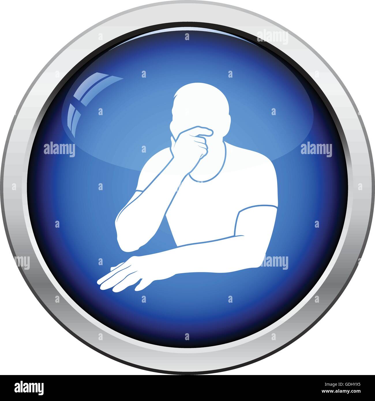 Thinking man icon. Glossy button design. Vector illustration Stock ...
