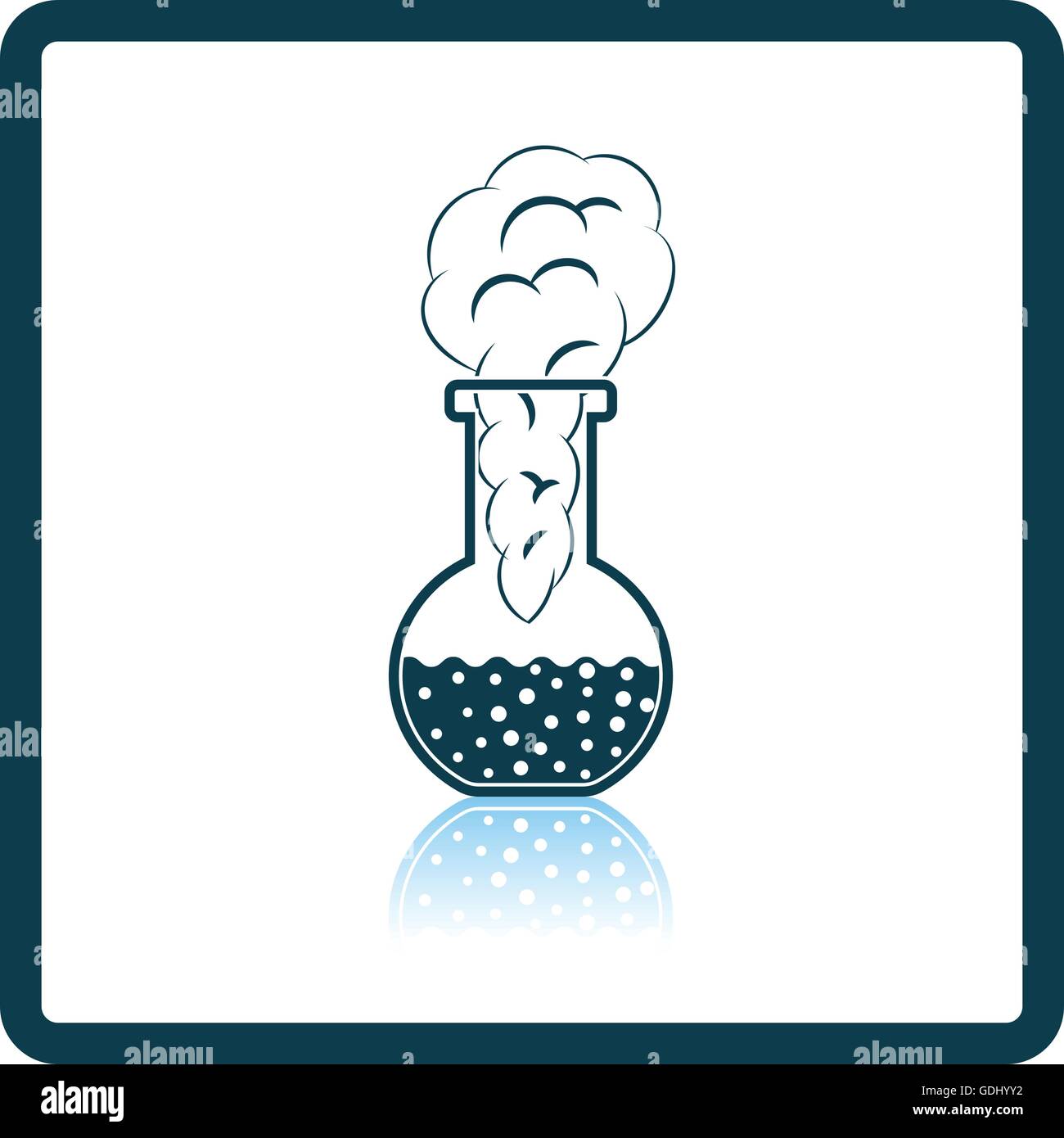 Icon of chemistry bulb with reaction inside. Shadow reflection design ...