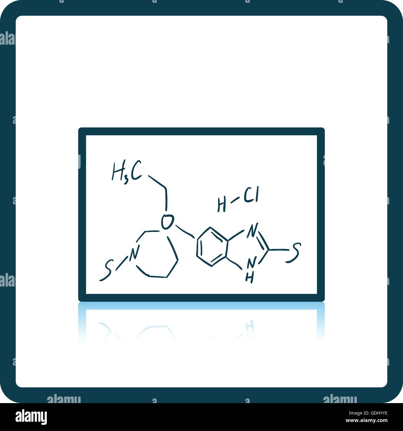Icon of chemistry formula on classroom blackboard. Shadow reflection ...