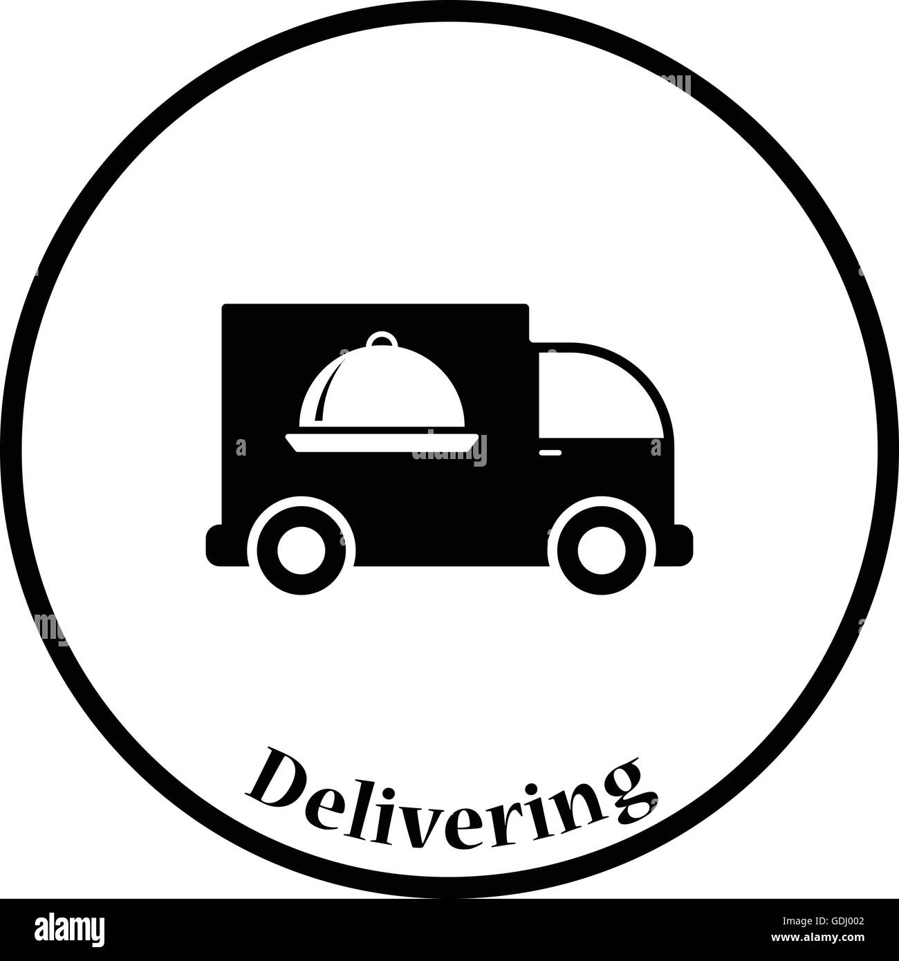 Delivering car icon. Thin circle design. Vector illustration Stock ...