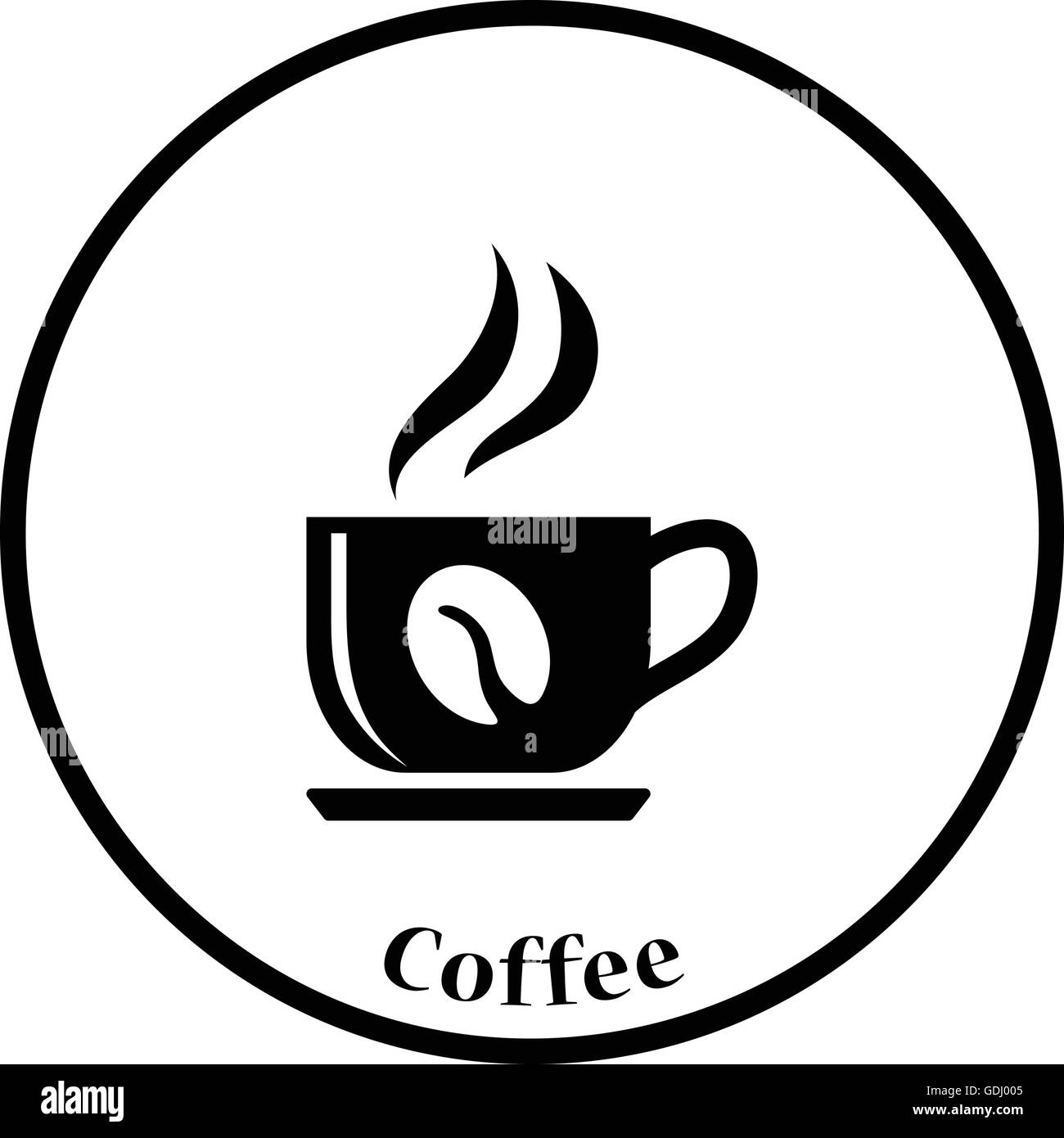 Coffee cup icon. Thin circle design. Vector illustration Stock Vector ...