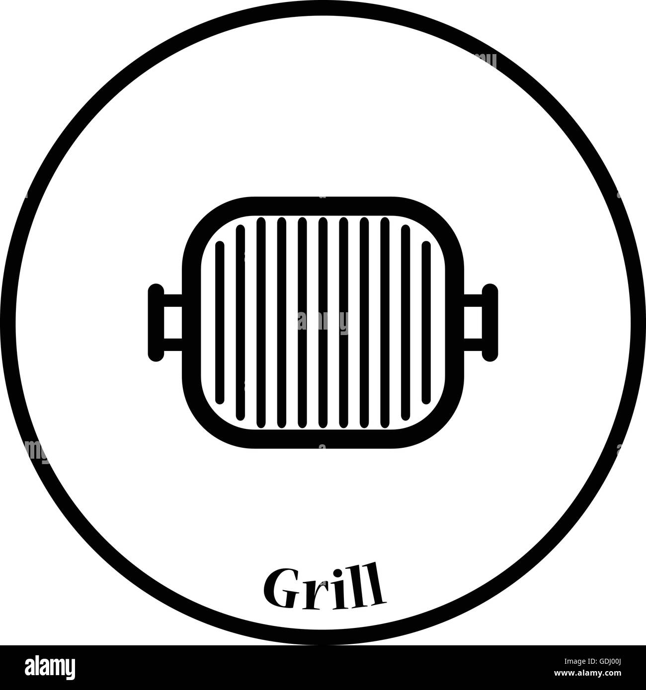Grill pan icon. Thin circle design. Vector illustration Stock Vector ...