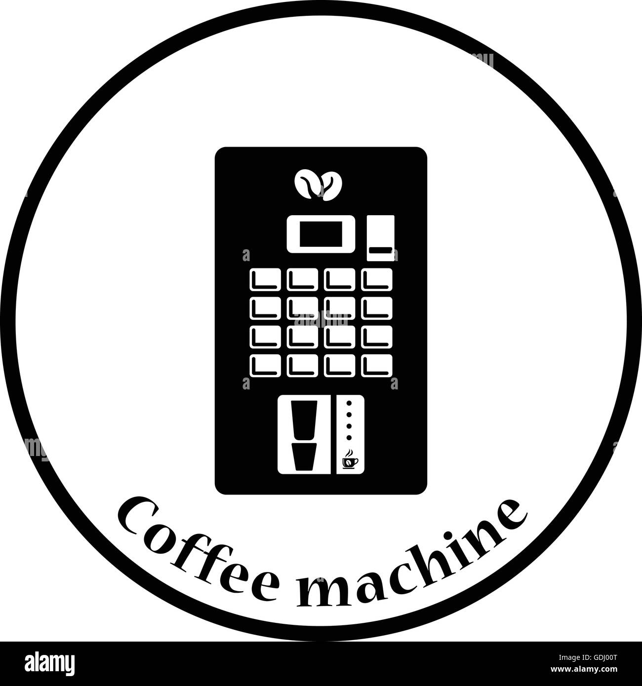 Coffee selling machine icon. Thin circle design. Vector illustration ...