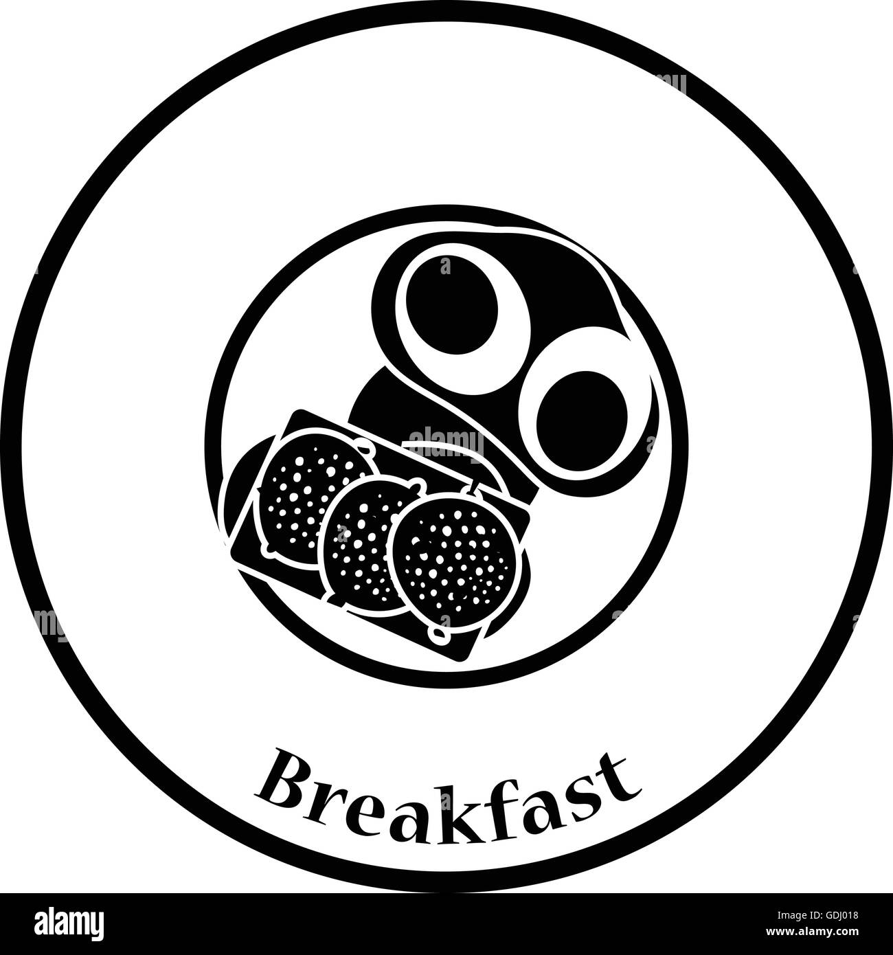 Omlet and sandwich icon. Thin circle design. Vector illustration Stock ...