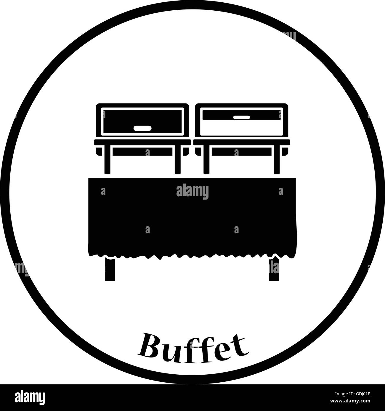 Chafing dish icon. Thin circle design. Vector illustration Stock Vector ...