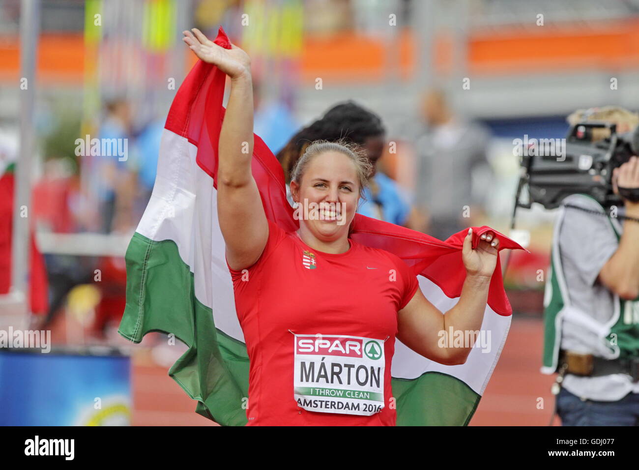 Amsterdam, Netherlands: July 7, 2016 Anita Marton 2nd in the shot put ...