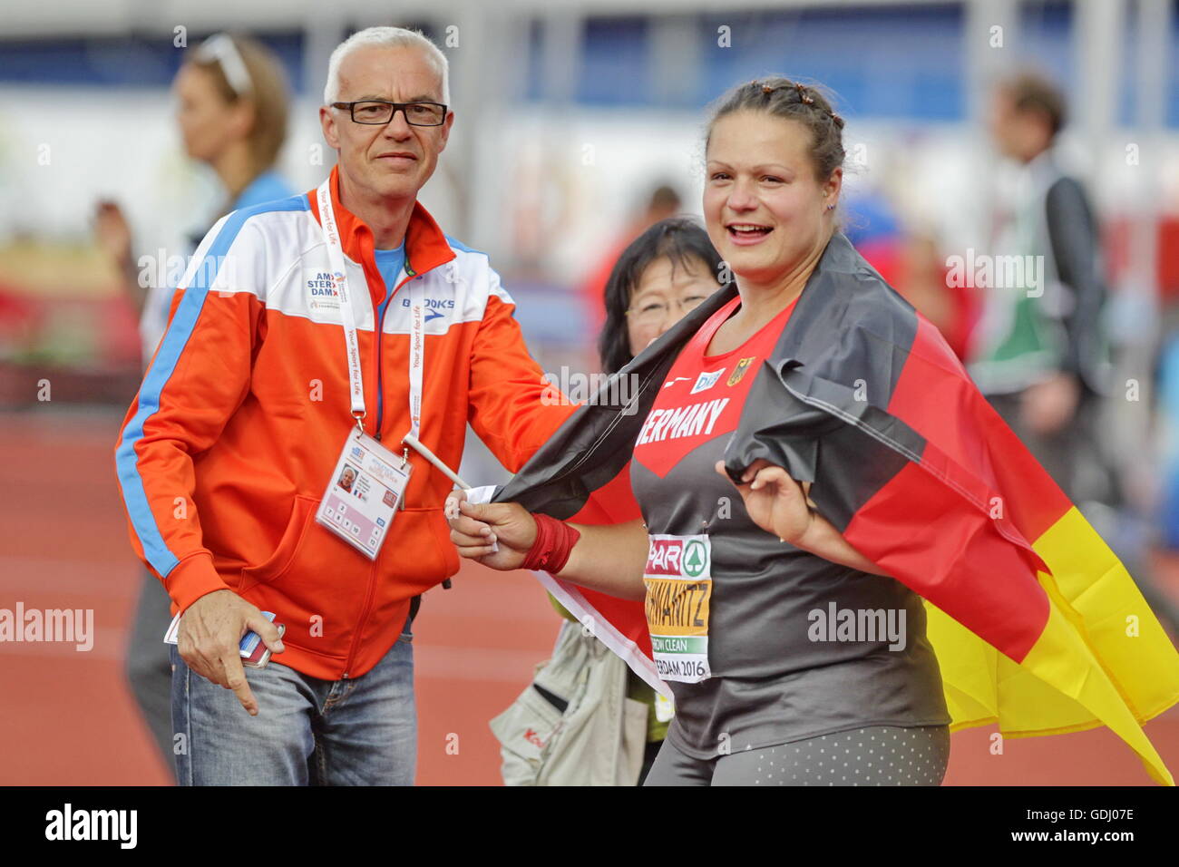 Amsterdam, Netherlands: July 7, 2016 Christina Schwanitz champion ...