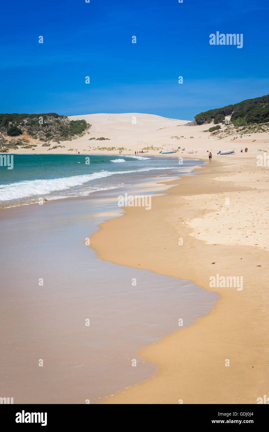 Sand dune of Bolonia beach, province Cadiz, Andalucia, Spain Stock ...