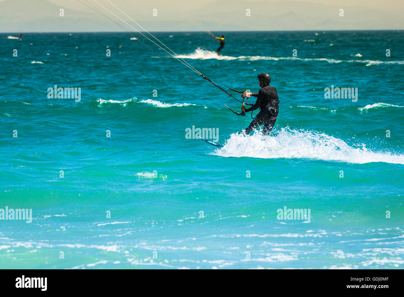 flying kiter in Tarifa Stock Photo - Alamy