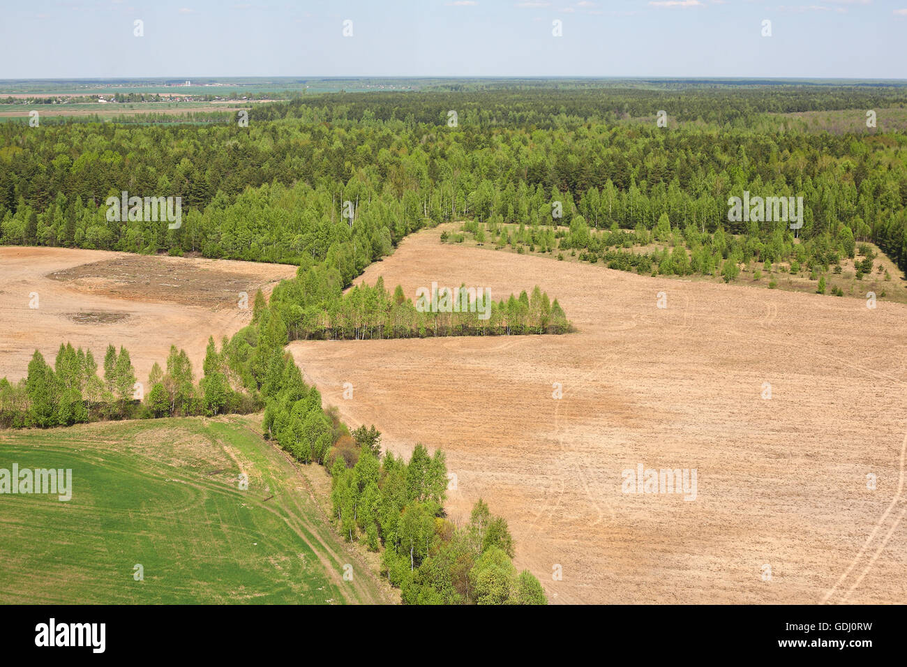 Aerial Views - Woods and fields of Moscow area, Russia. Shooting from ...