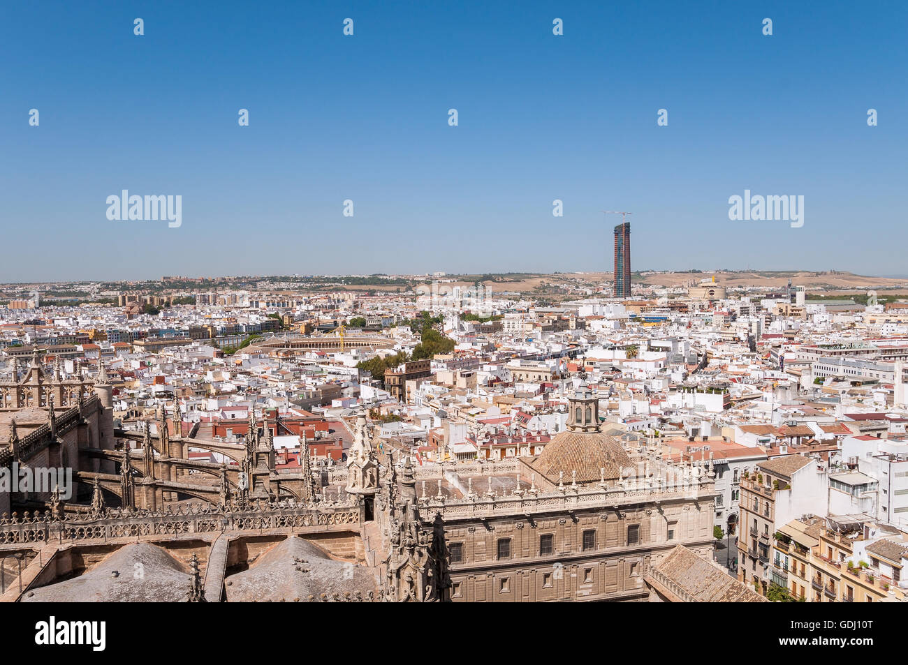 Rooftop view of Seville city in Spain from the Giralda tower Stock ...