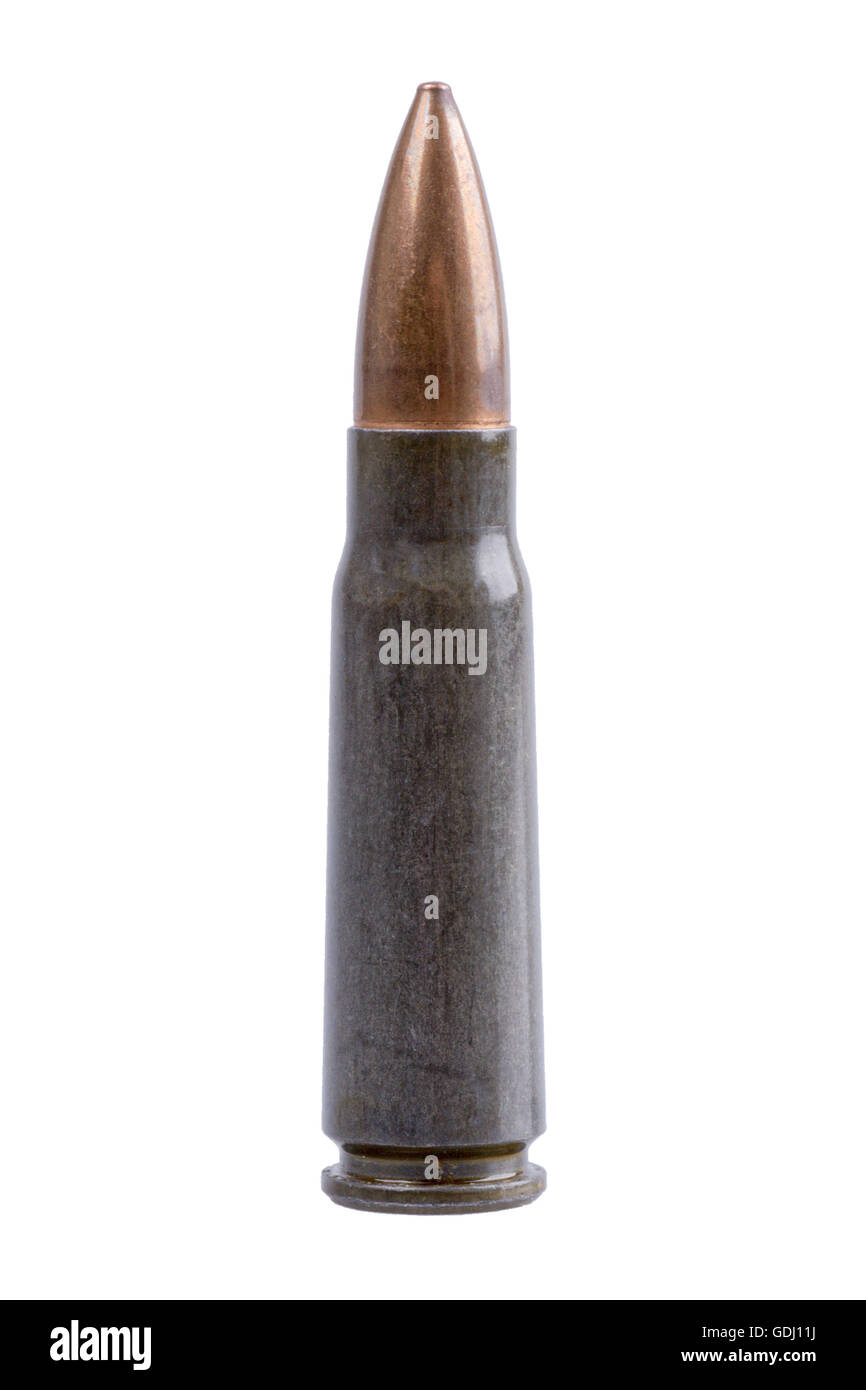 Machine gun bullet isolated on a white background Stock Photo - Alamy