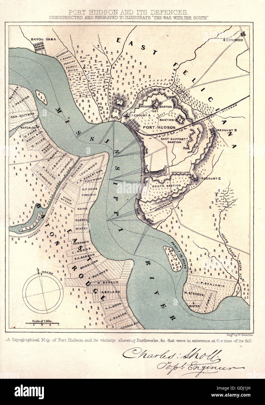 Port Hudson and its defences - USA Civil War Stock Photo - Alamy