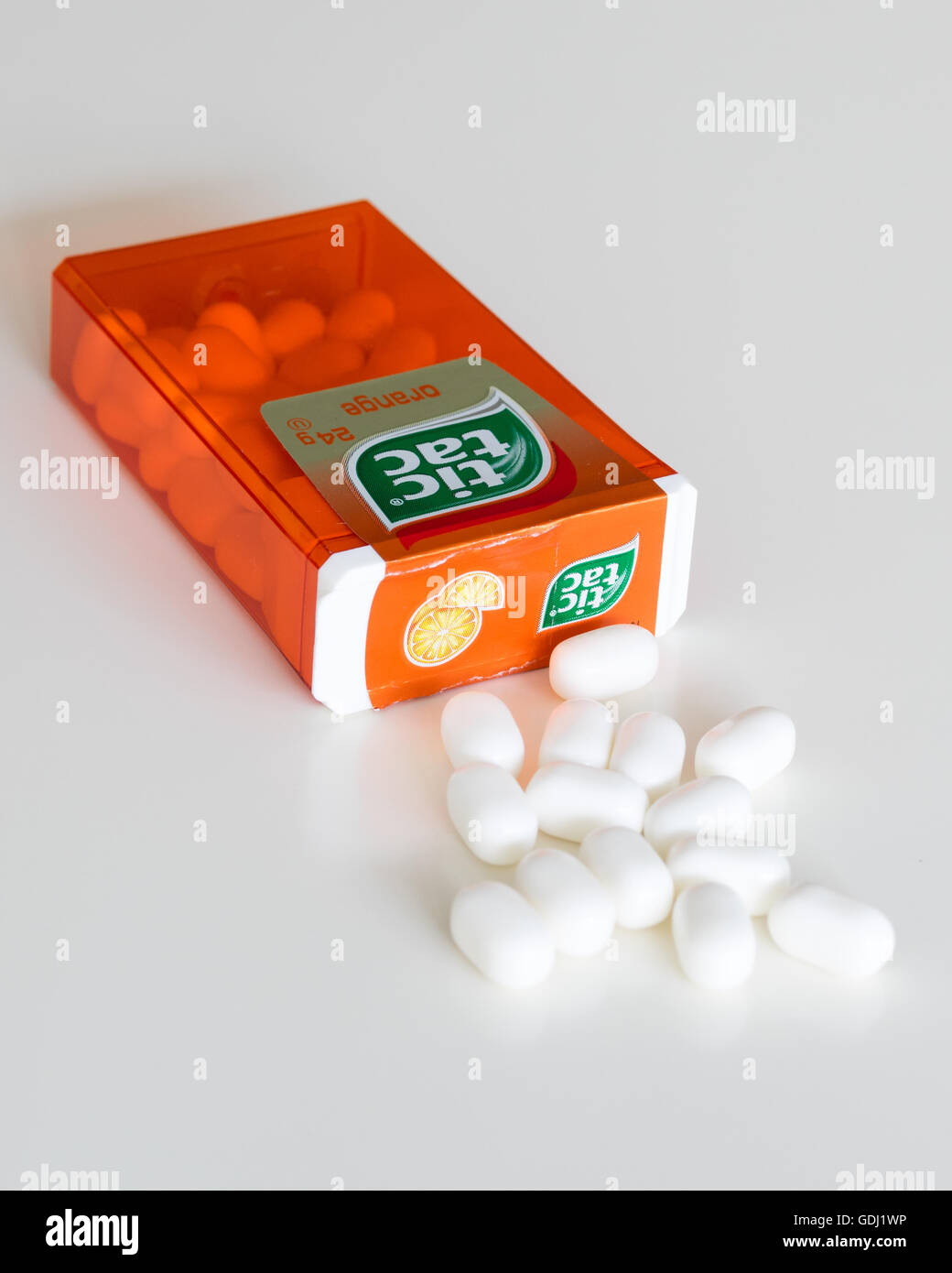 Ferrero Tic Tac candy. Original orange flavour and Canadian packaging ...