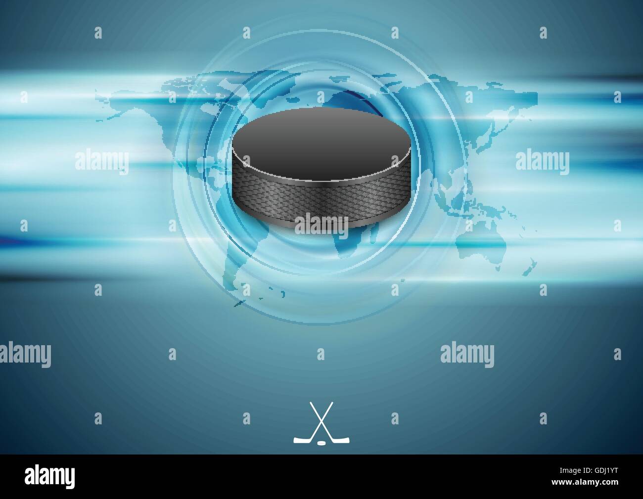Blue abstract hockey background with black puck. Vector graphic winter ...