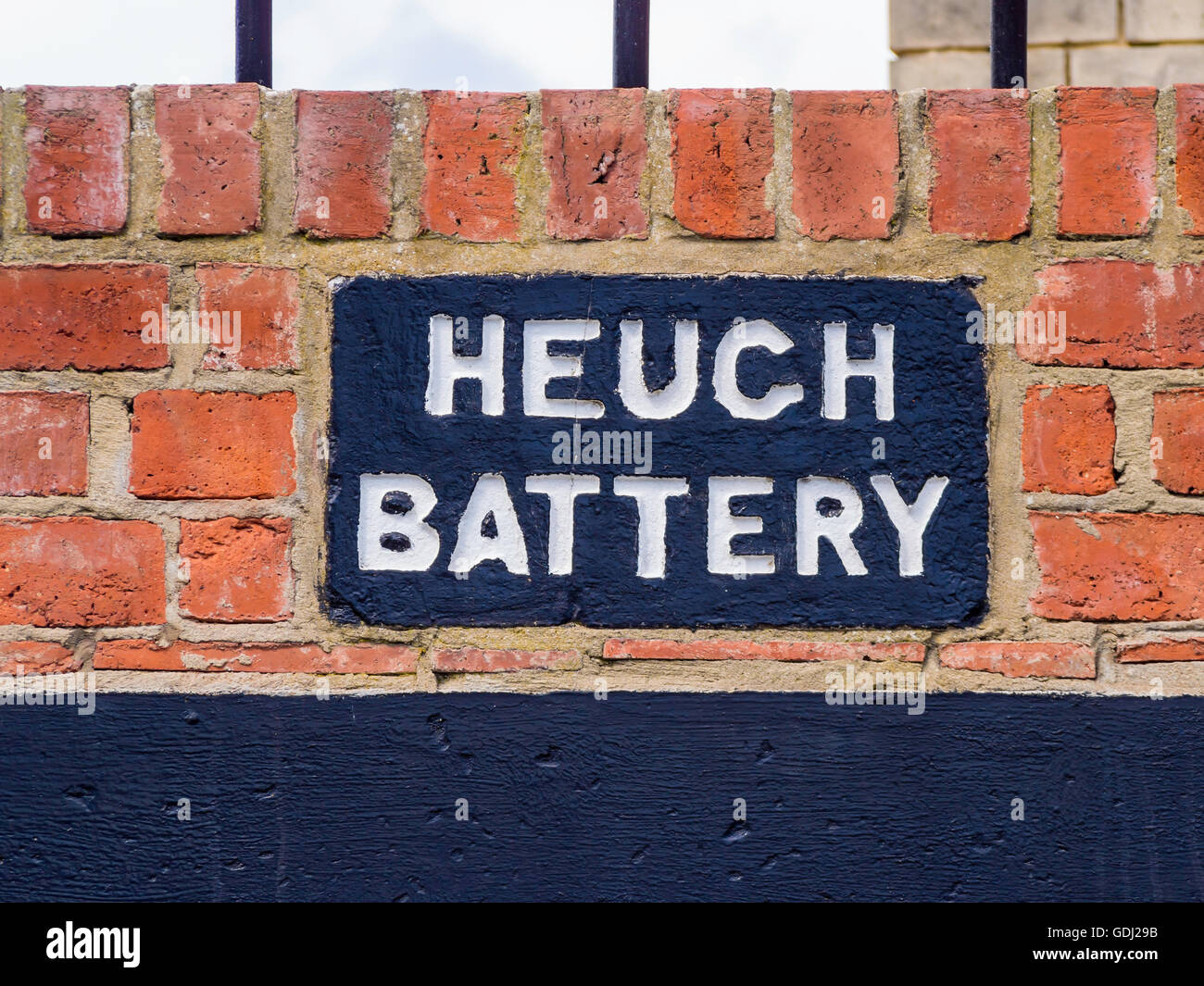 Heugh Battery sign over the entrance to the Museum at Hartlepool ...