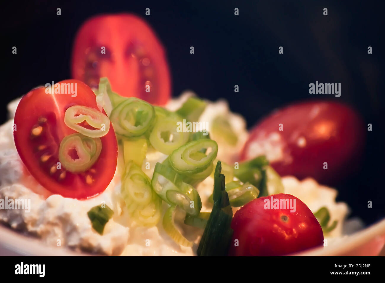 Cottage cheese with fresh vegetables Stock Photo - Alamy