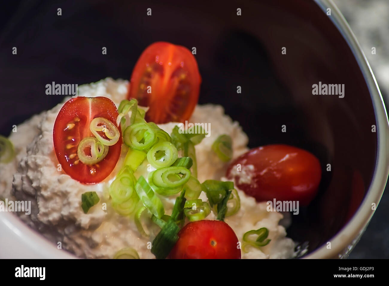 Cottage cheese with fresh vegetables Stock Photo - Alamy