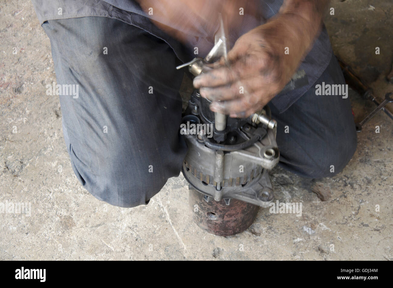 Old man 60 year thai people professional automotive motor mechanic ...