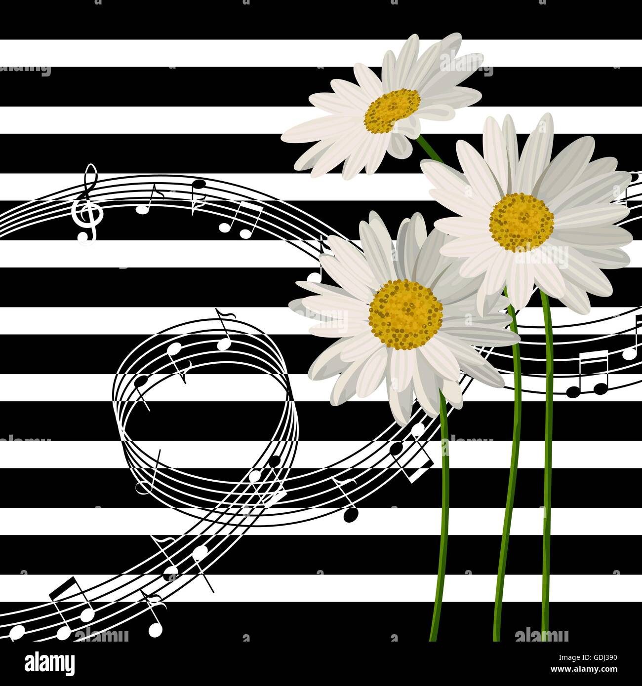 Daisies with music notes Stock Vector Image & Art - Alamy