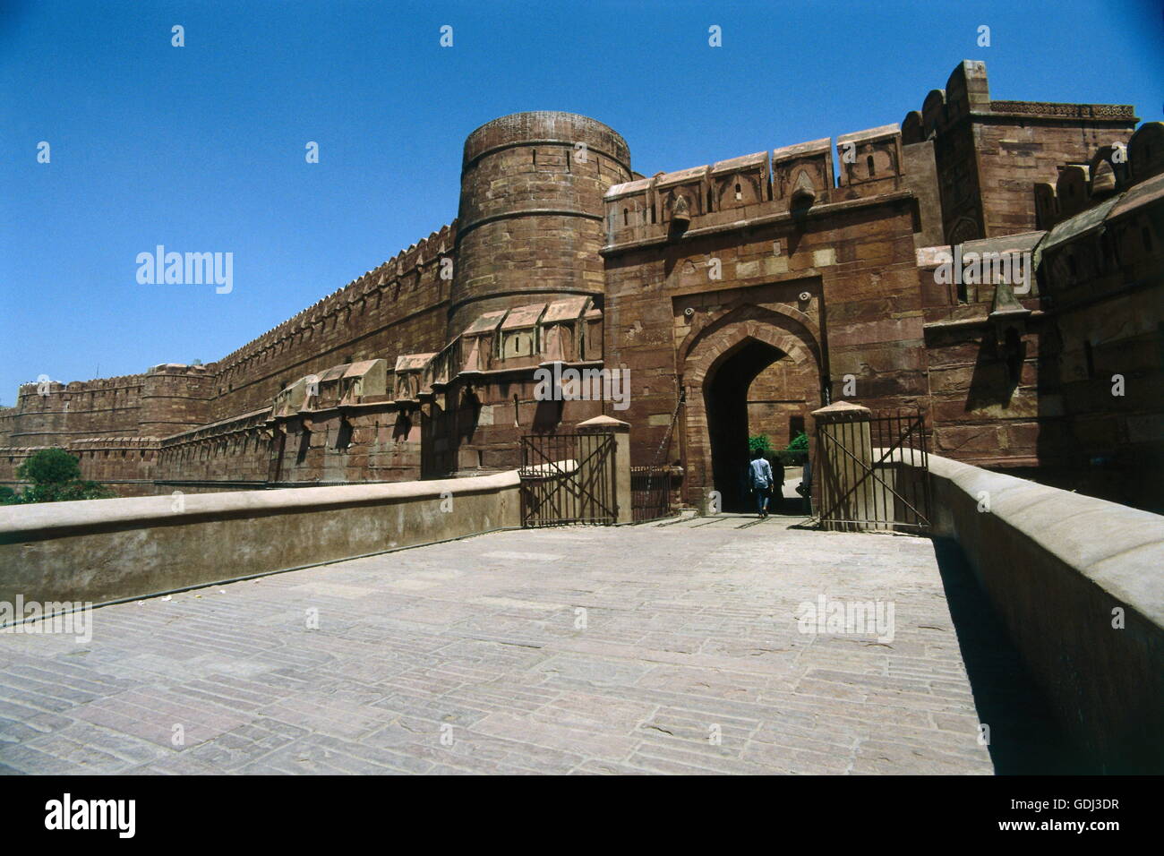 geography / travel, India, Agra, entrance gate, red fort Stock Photo ...