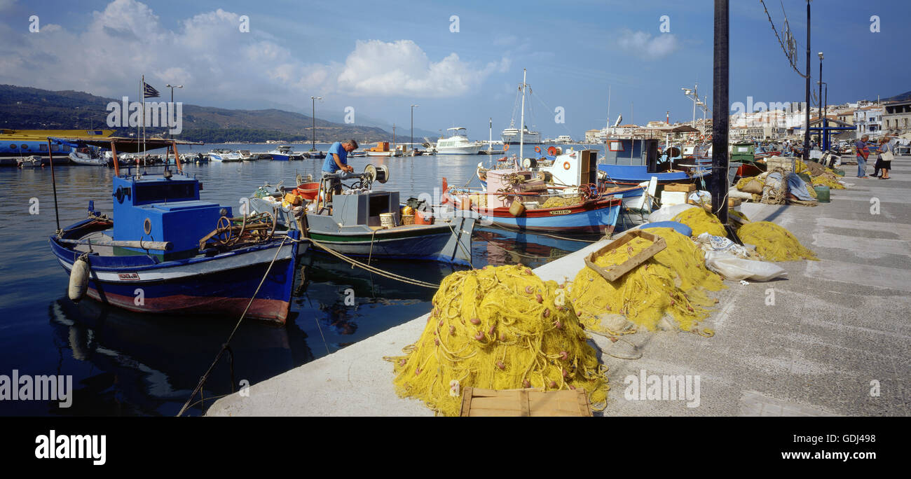geography / travel, Greece, Samos, Samos, city, fishing harbour Stock ...