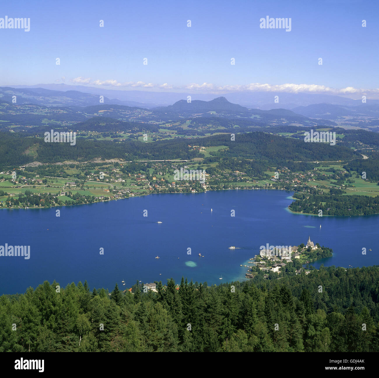 geography / travel, Austria, Carinthia, landscapes, Lake Woerth, view ...
