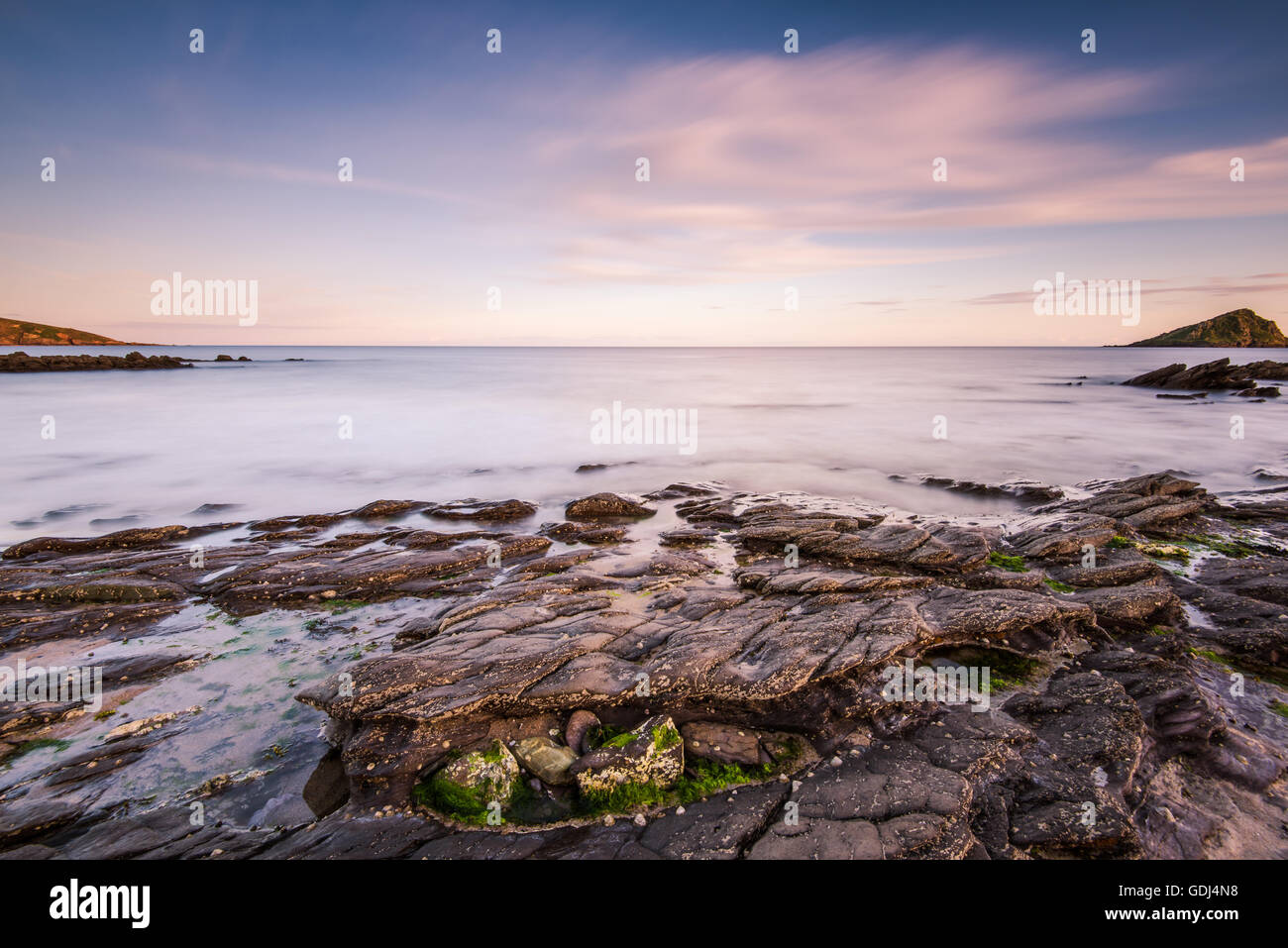 sunset at beach in Devon, UK Stock Photo - Alamy