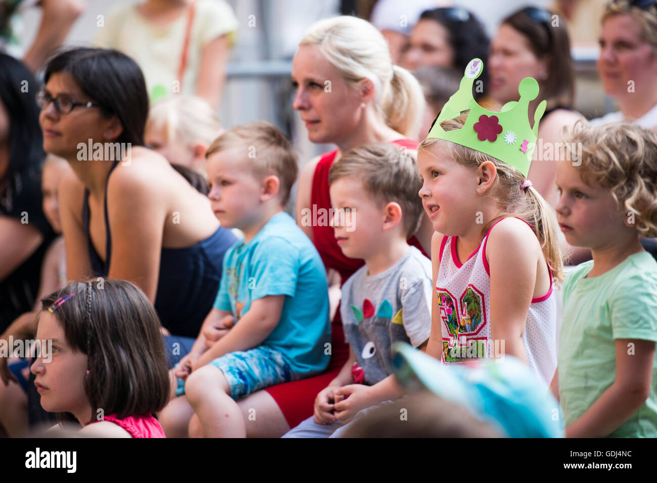 Kids audience at children theatre play at Festival Lent, Maribor ...