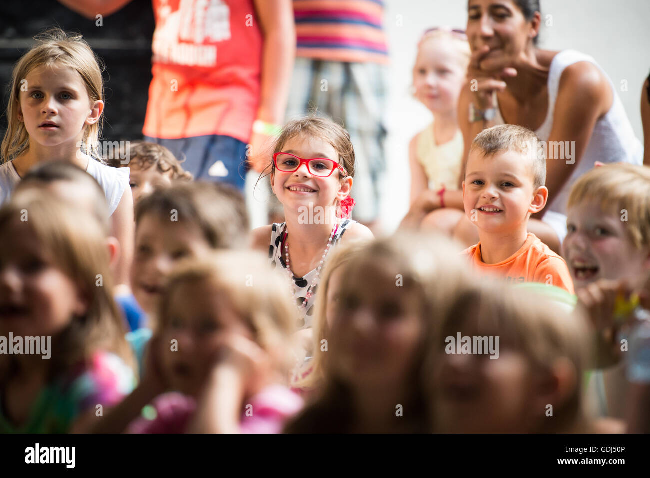 Kids audience at children theatre play at Festival Lent, Maribor ...