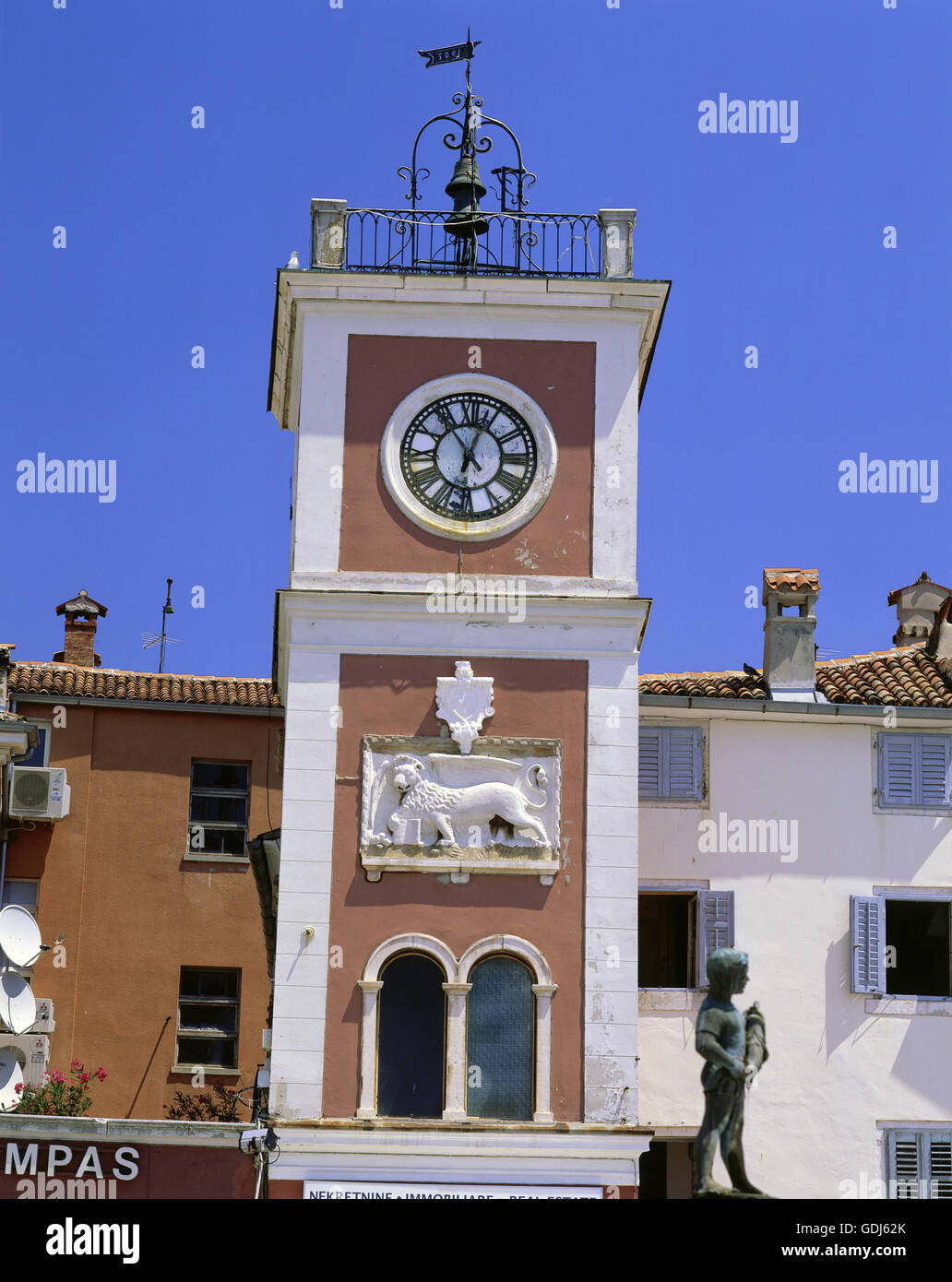 geography / travel, Croatia, Rovinj, buildings, clock tower Stock Photo ...