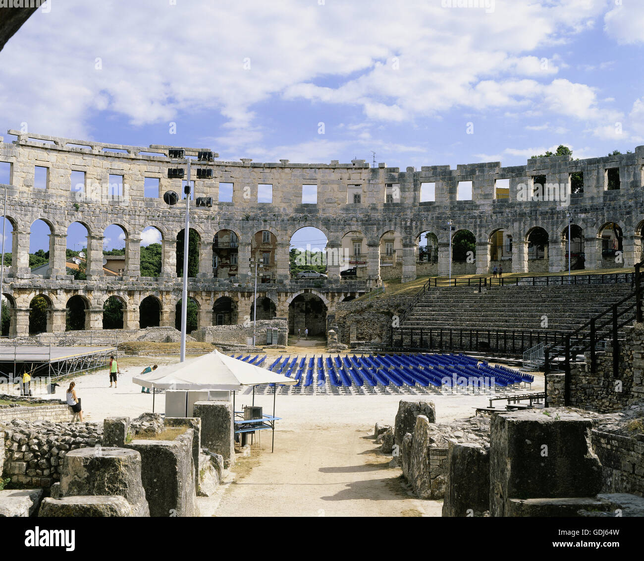 geography / travel, Croatia, Pula, theatre / theater, amphitheatre ...
