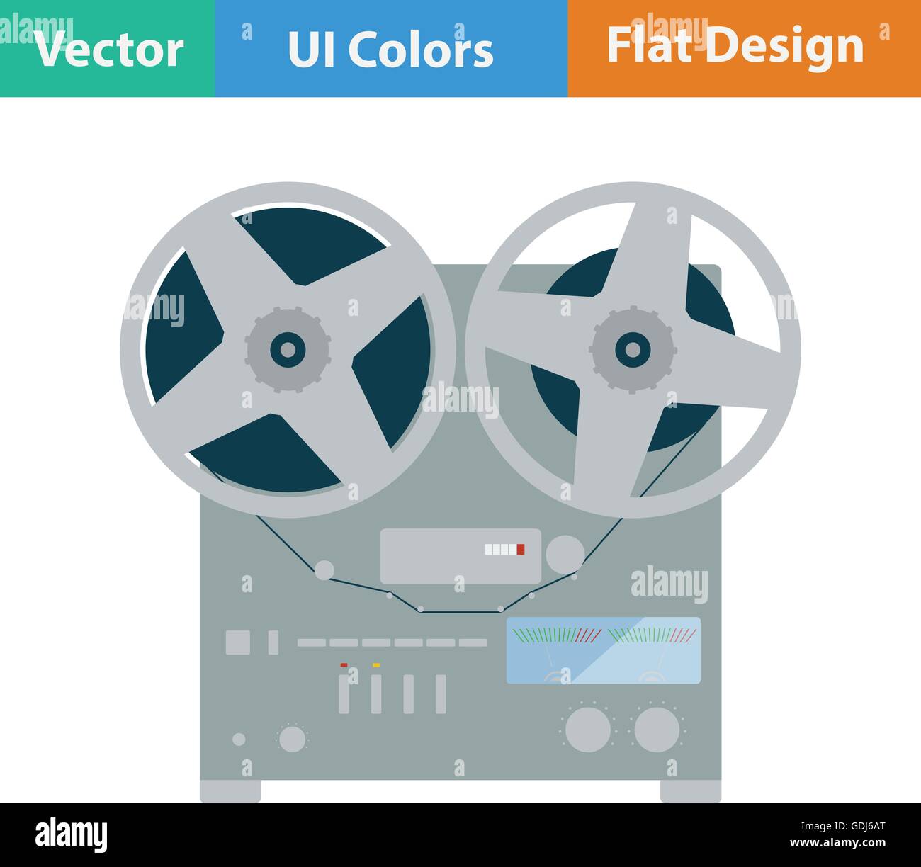 Reel tape recorder icon. Flat color design. Vector illustration Stock ...