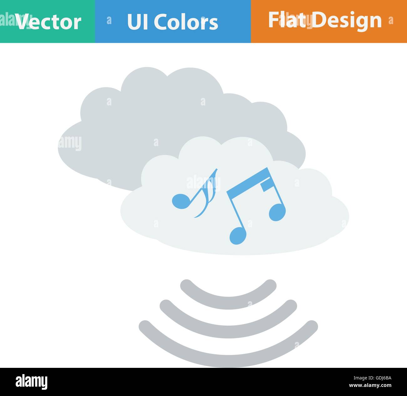 Music cloud icon. Flat color design. Vector illustration Stock Vector ...