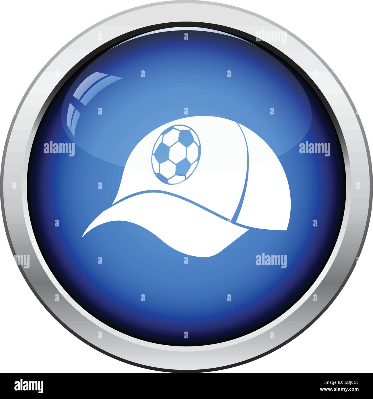 Football fans cap icon. Glossy button design. Vector illustration Stock ...