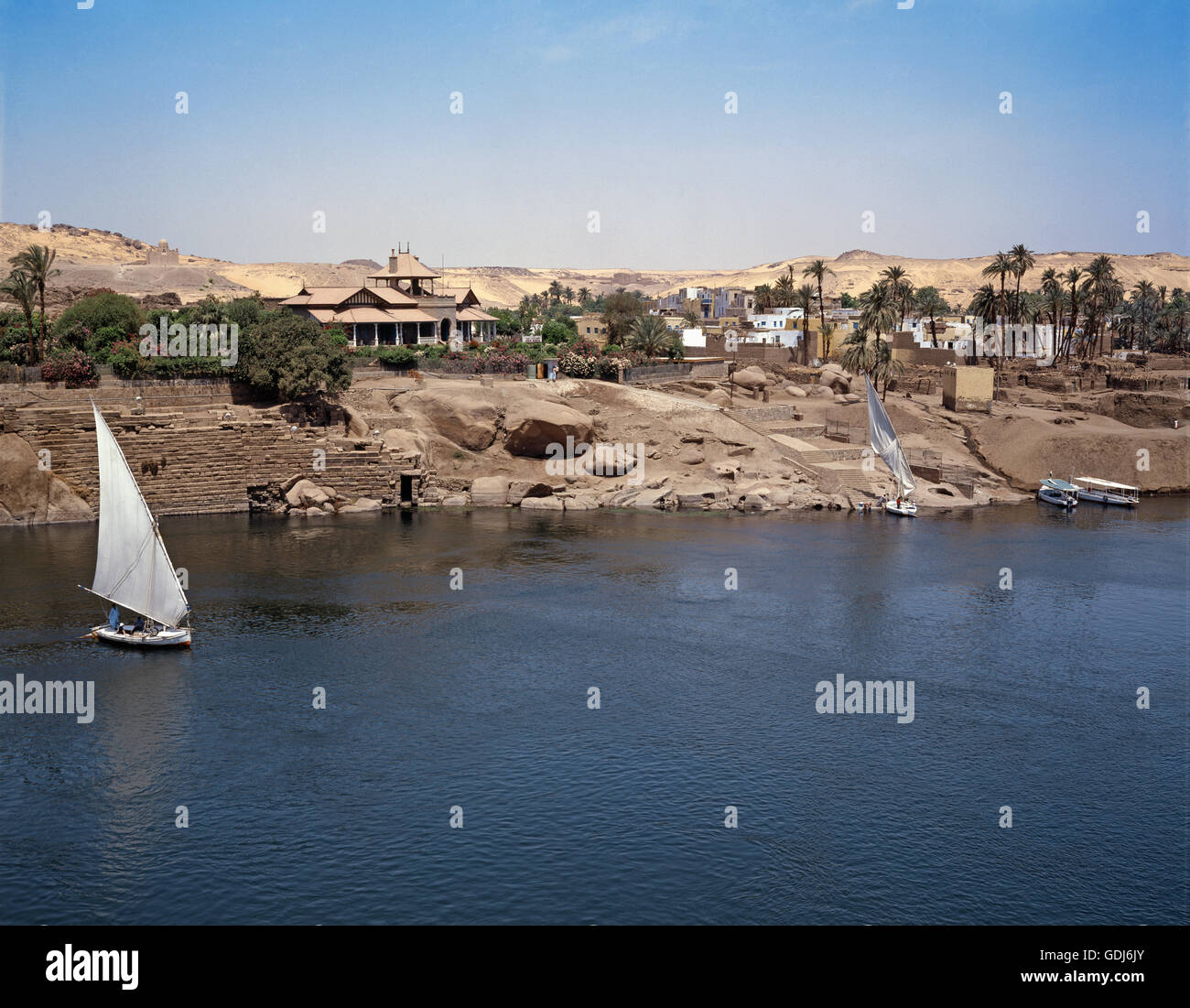 geography / travel, Egypt, landscapes, Nile River near Aswan Stock ...