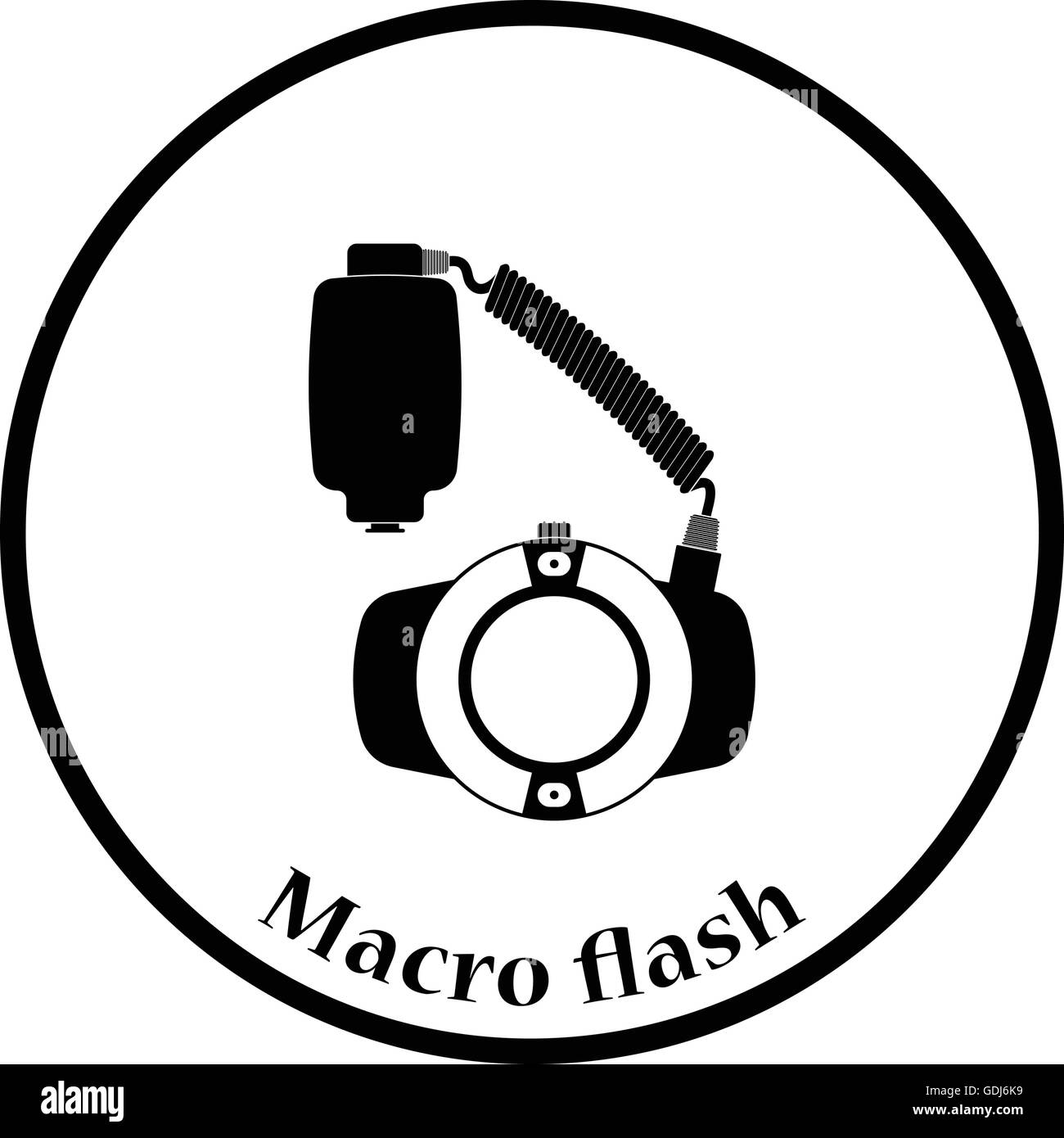 Icon of portable circle macro flash. Thin circle design. Vector ...
